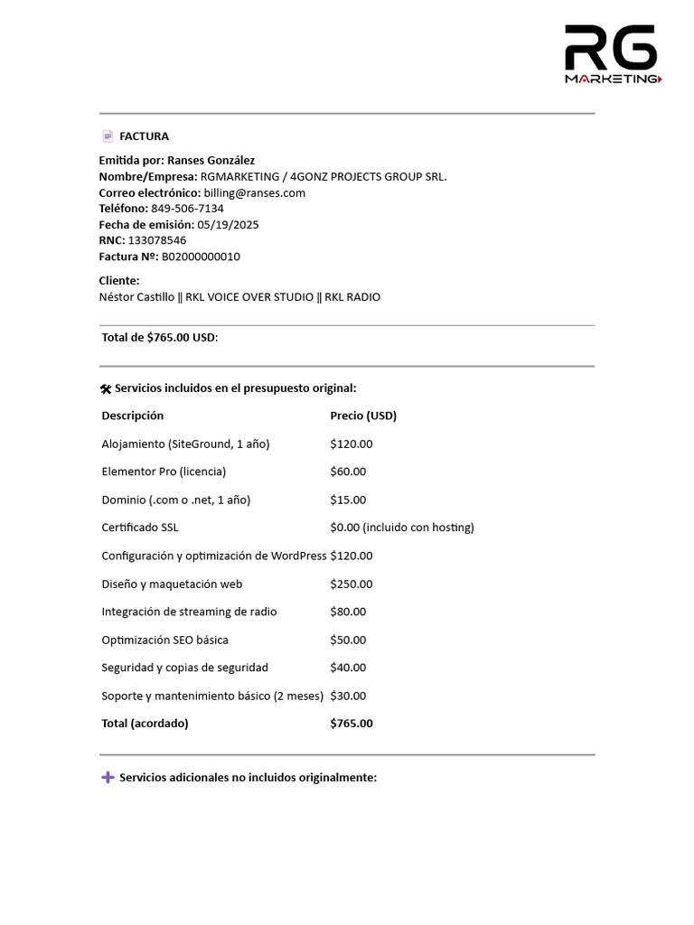 Invoice RKL Radio | PDF