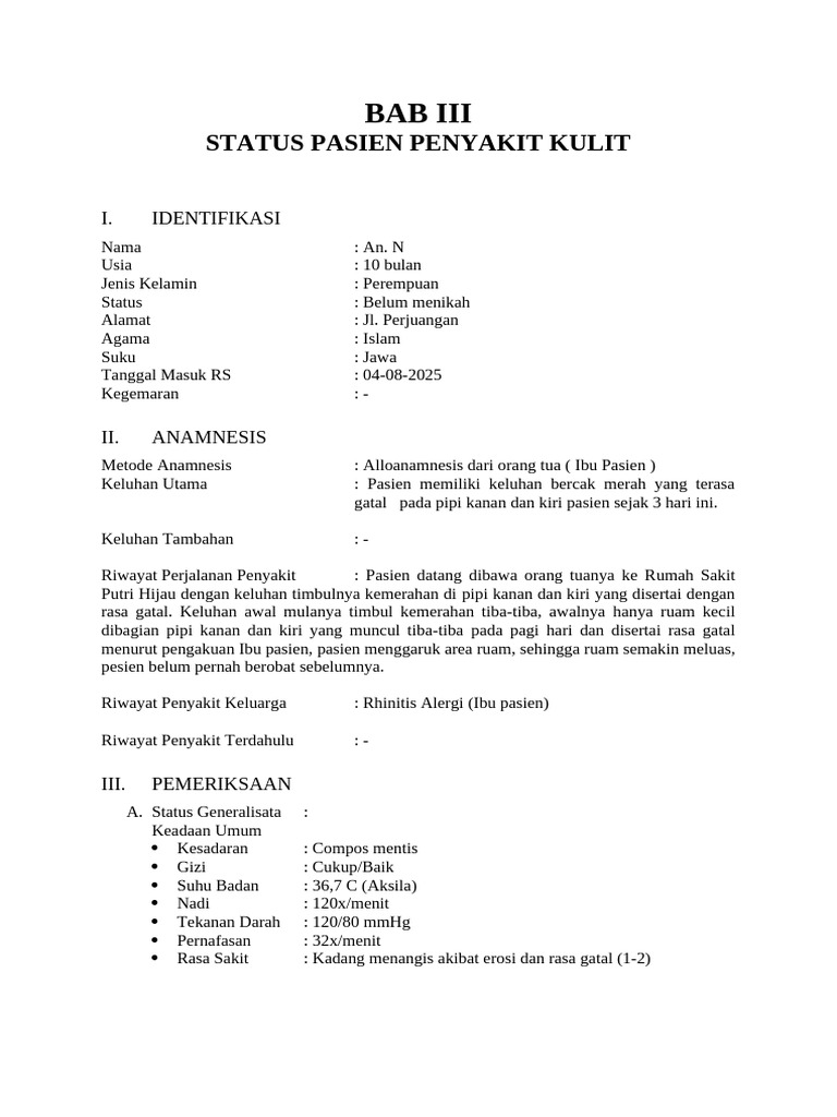 Status Pasien Kulit Lapkas Finish | PDF