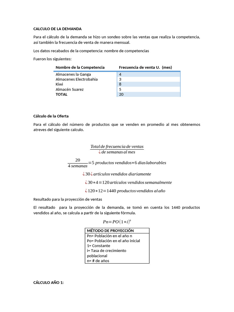Cálculo de Demanda y Proyección de Ventas | PDF