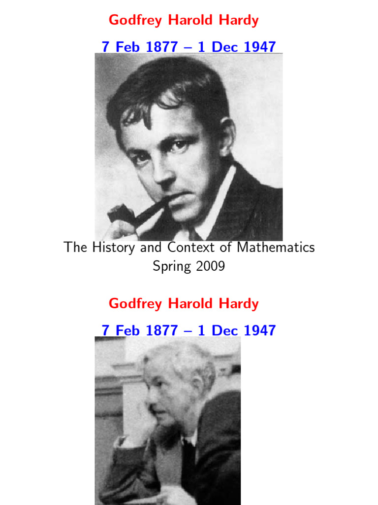 G.H. Hardy: Life and Mathematical Legacy | PDF | Mathematics