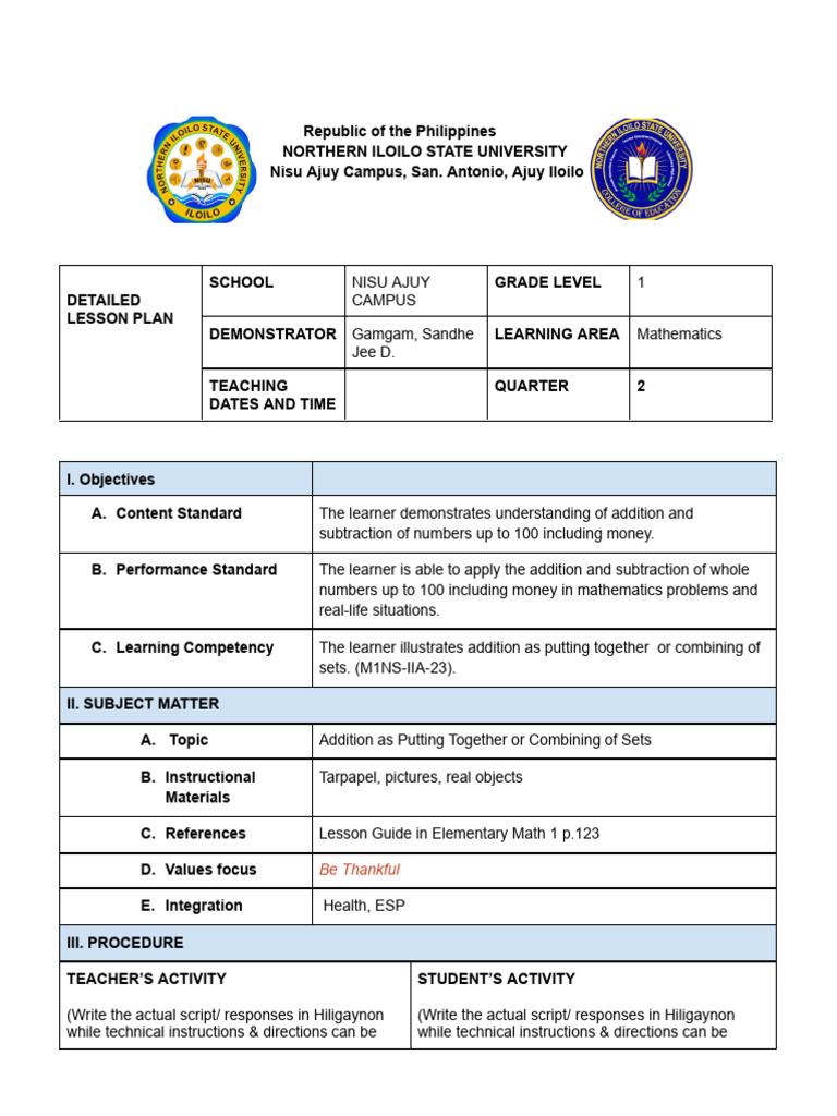 Detailed Lesson Plan in MTB Mle 2 | PDF