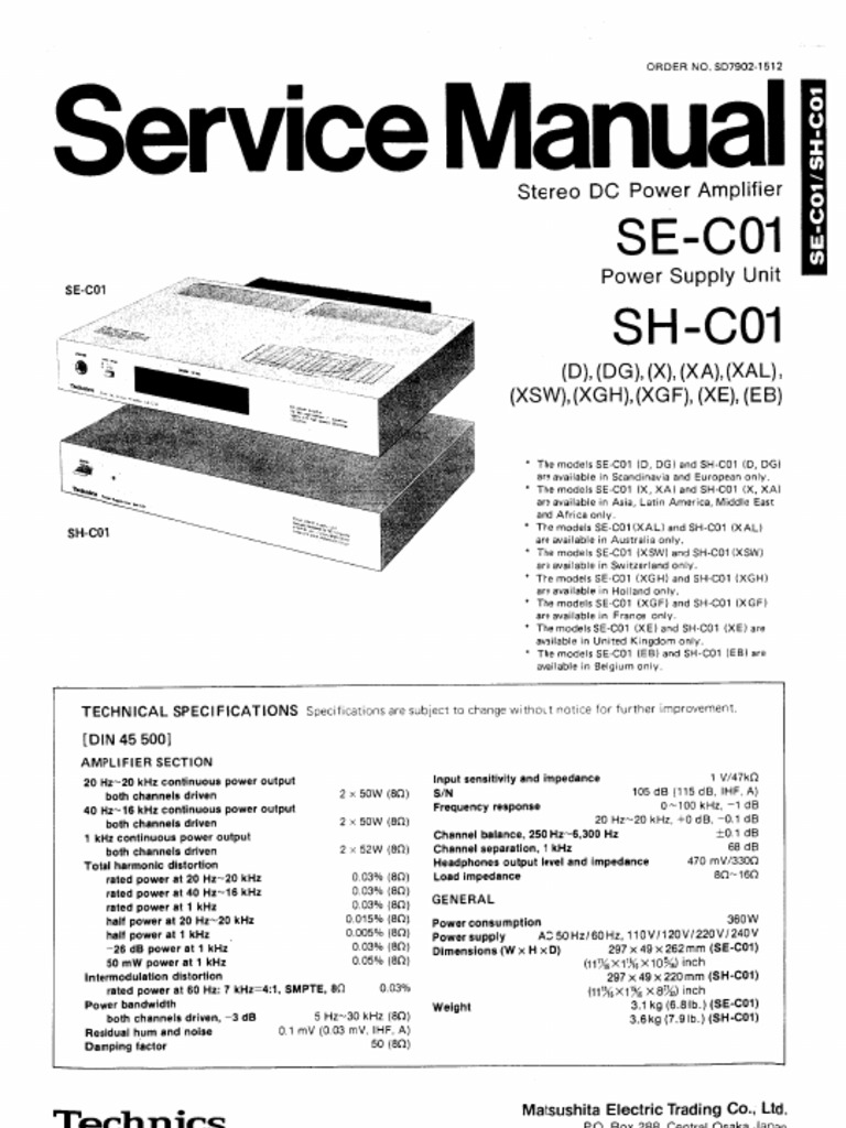Technics SH C01 Overview | PDF