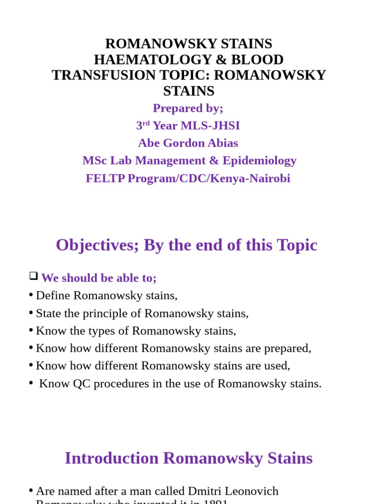 Romanowsky Peinciple Types and Applications 2nd Year UoJ | PDF ...