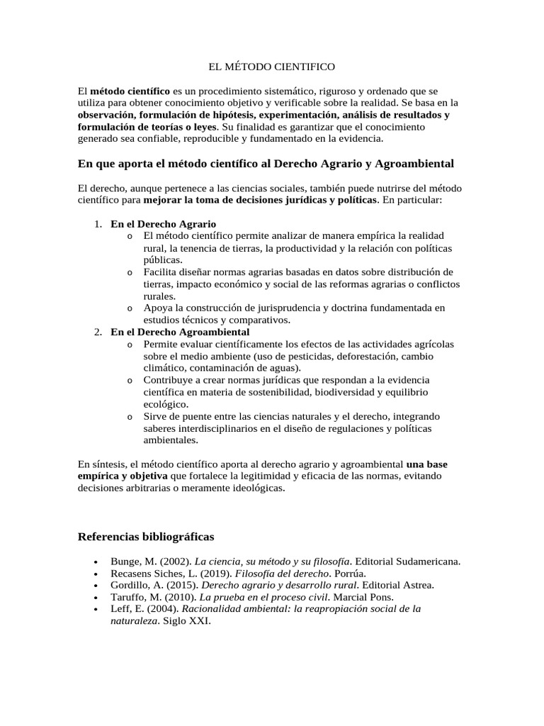 El Método Cientifico | PDF | Método científico | Agricultura
