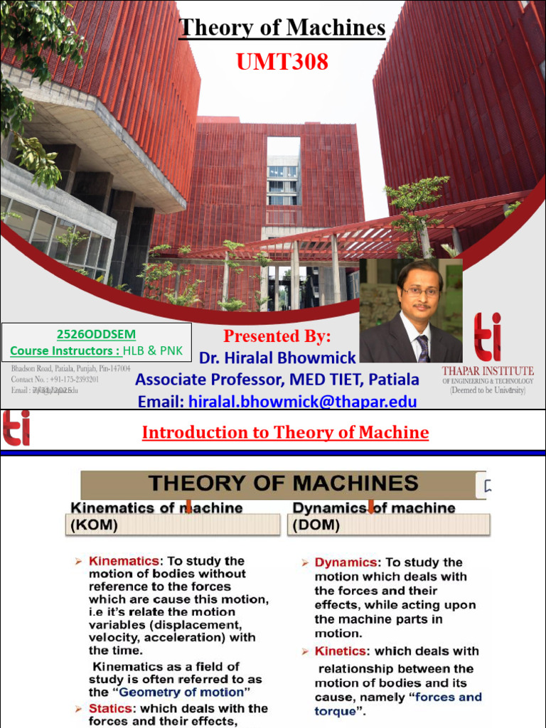 Theory of Machines Course Overview | PDF | Machines | Robotics
