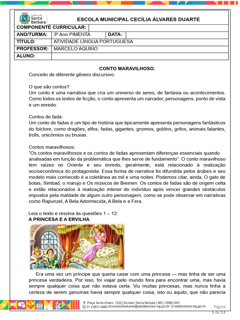 Contos Maravilhosos: Definição e Exemplos | PDF | Contos de fadas | Contos