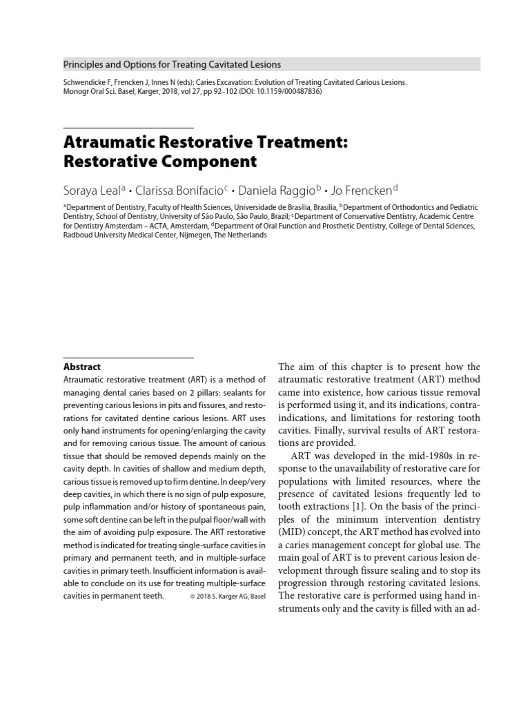 Atraumatic Restorative Treatment Overview | PDF | Human Tooth ...