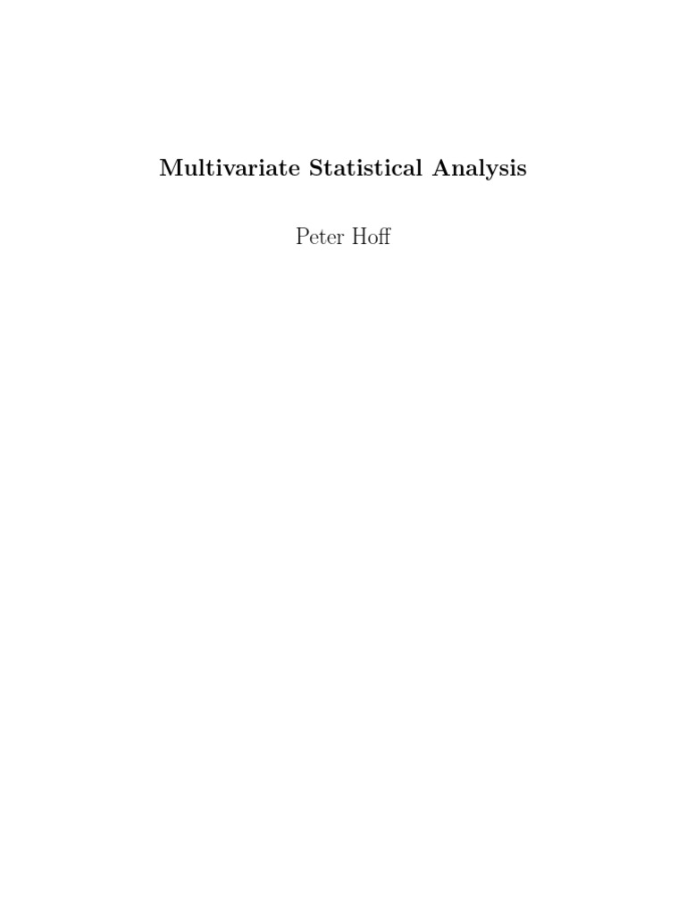Peter D. Hoff - Multivariate Statistical Analysis | PDF | Principal Component Analysis ...