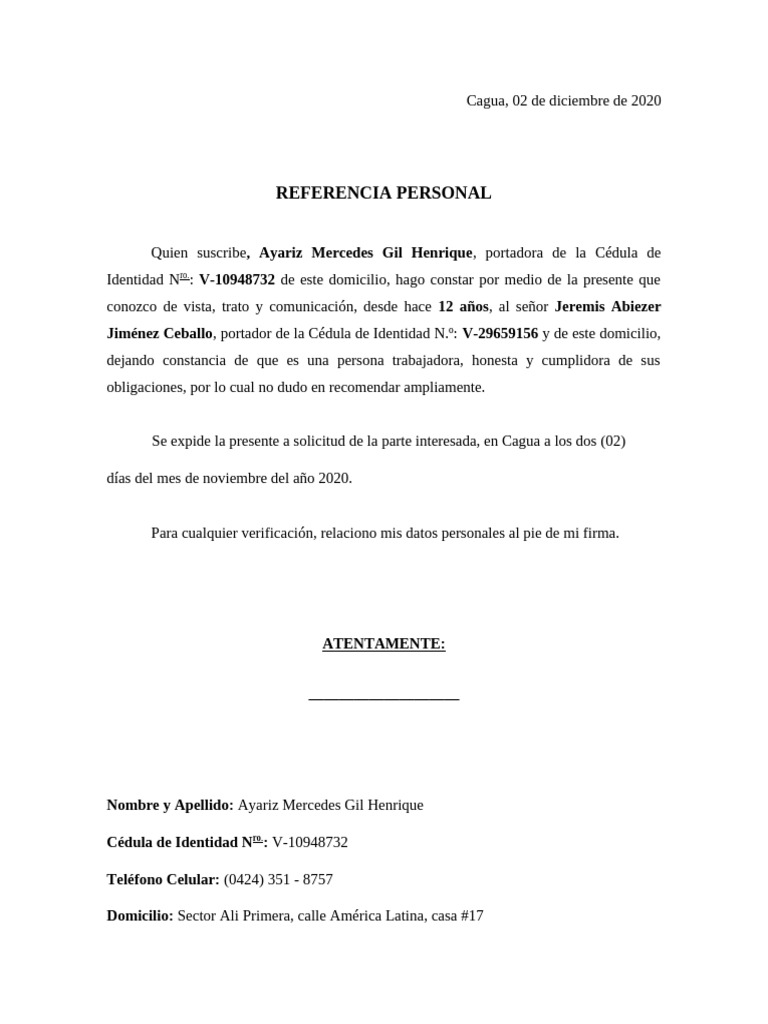 Referencias Personales 2 | PDF