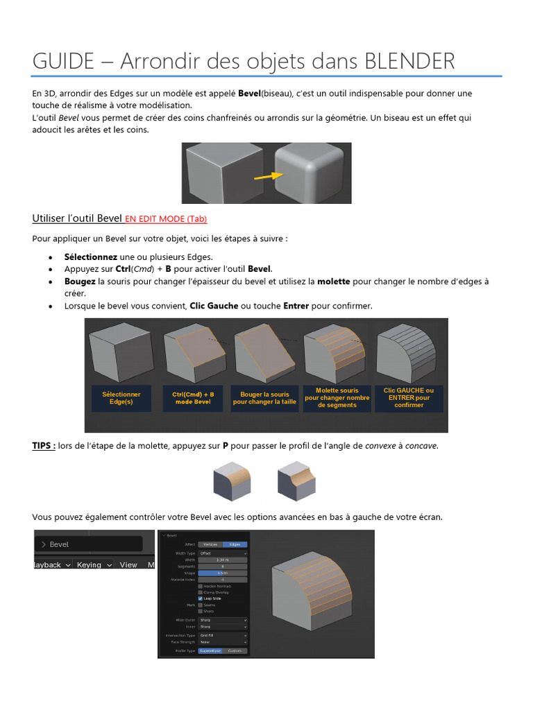 Arrondir les angles dans Blender | PDF