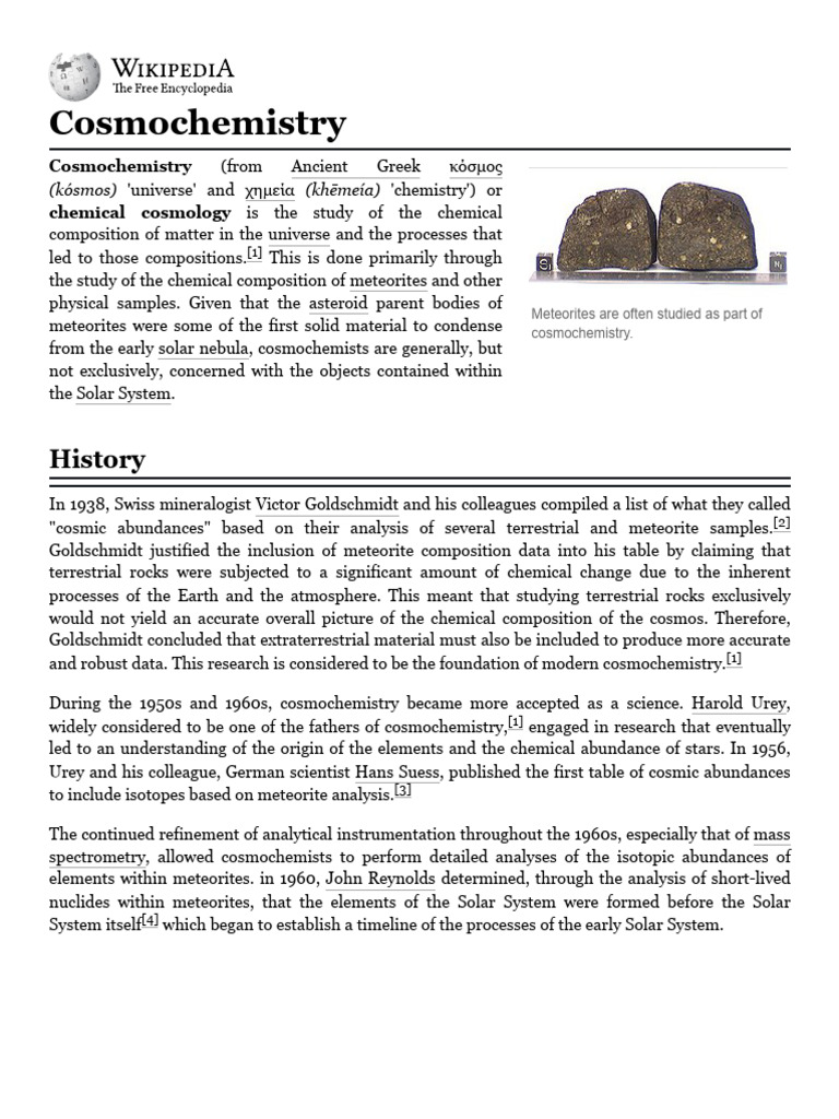 Cosmochemistry - Wikipedia | PDF | Physical Sciences | Astronomy