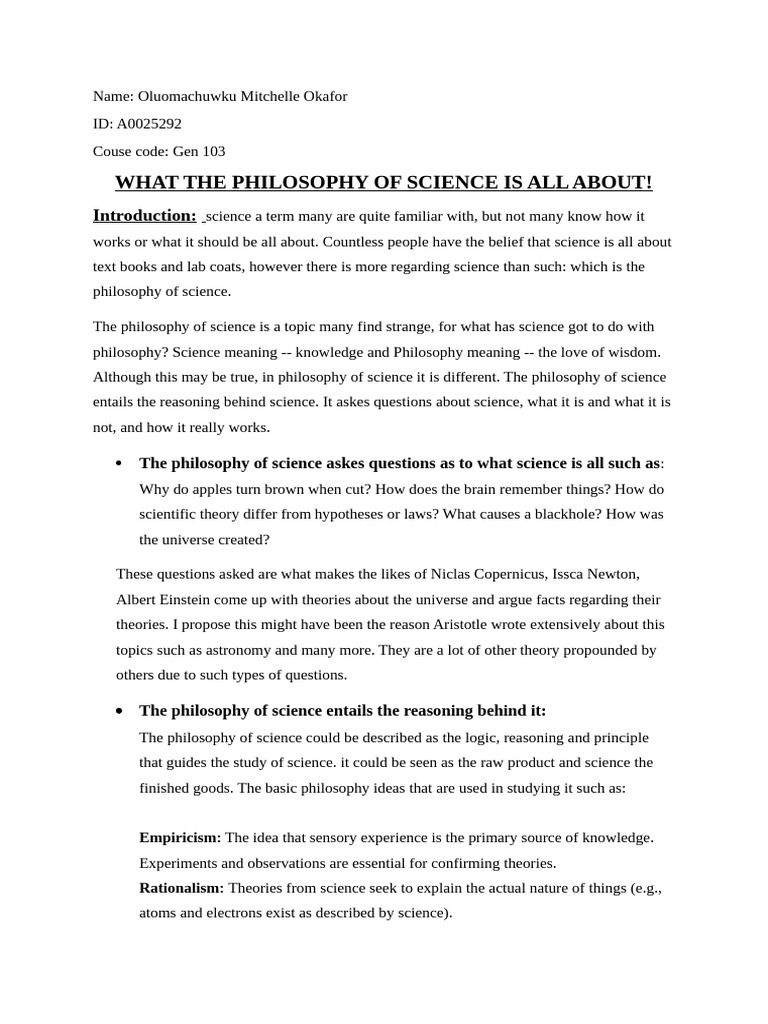 Understanding the Philosophy of Science | PDF | Science | Philosophy Of ...