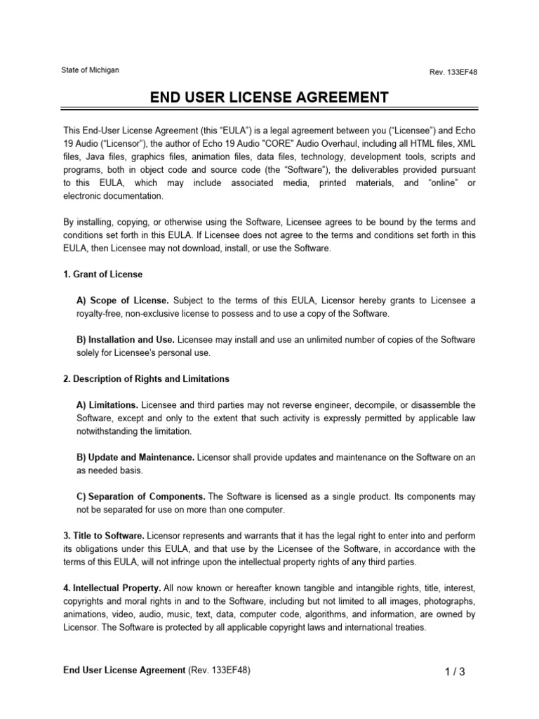 End User License Agreement | PDF | License | Software