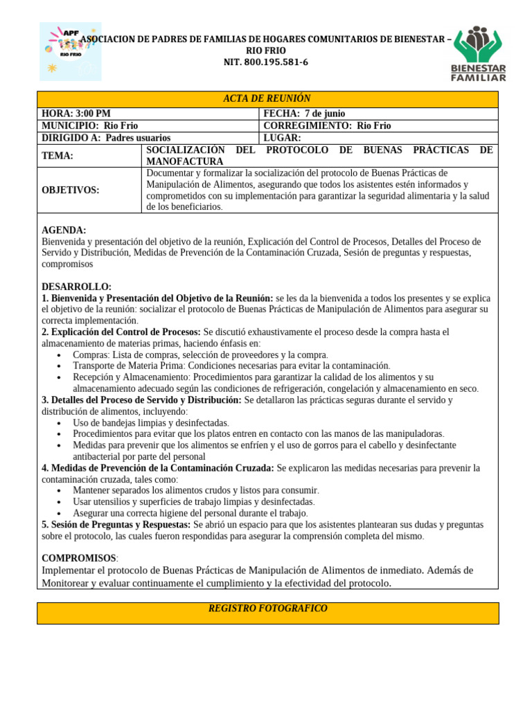 Protocolo de Buenas Prácticas Alimentarias | PDF | Seguridad ...