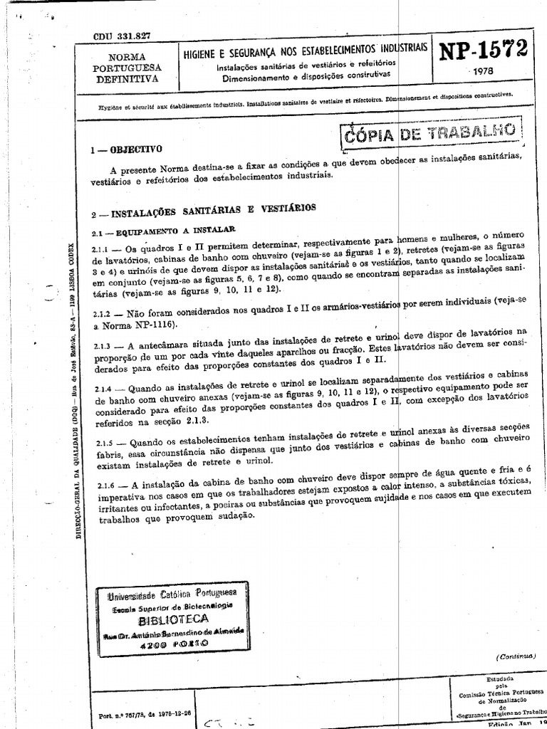NP 1572 1978 ISVR Estab Industriais | PDF