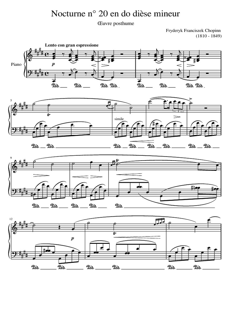 Chopin Nocturne No. 20 Sheet Music | PDF | Musical Forms | Musical ...