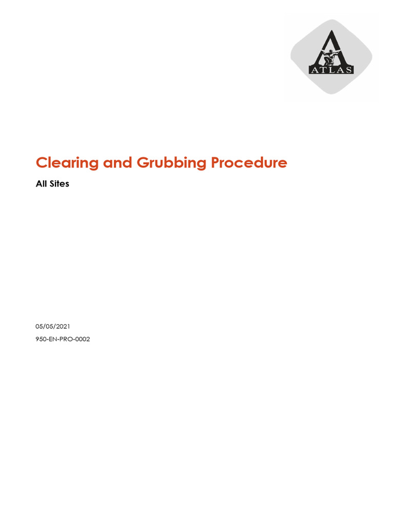 Clearing and Grubbing Procedure Guide | PDF | Topsoil | Soil
