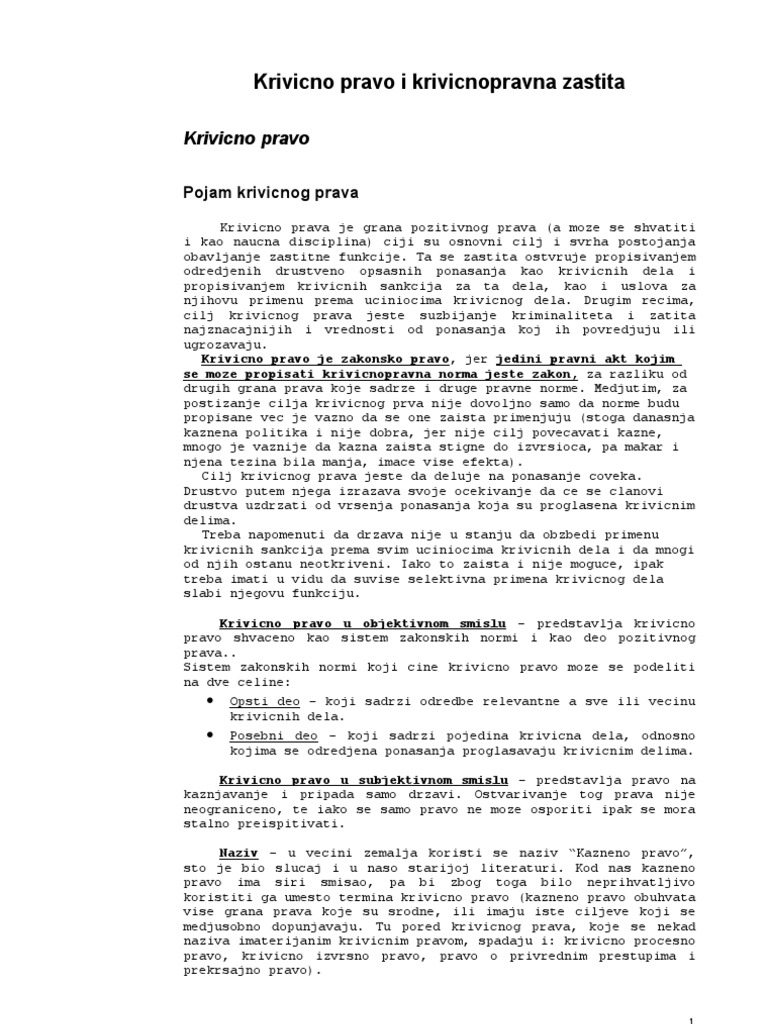 Skripta - Krivicno Pravo | PDF