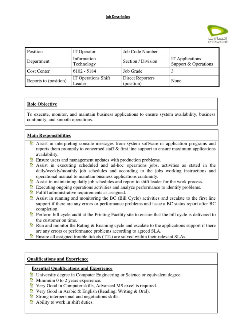 Role Objective: Job Description | PDF | Competence (Human Resources ...