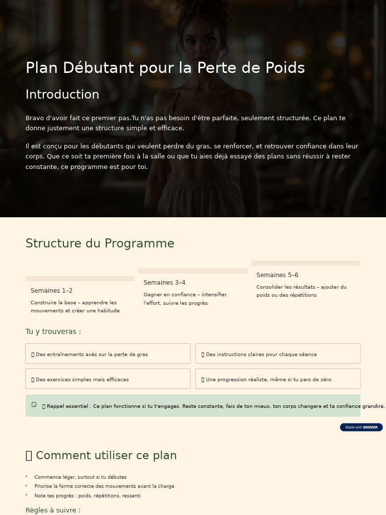 Plan Débutant pour Perte de Poids | PDF | Forme physique | Exercice ...