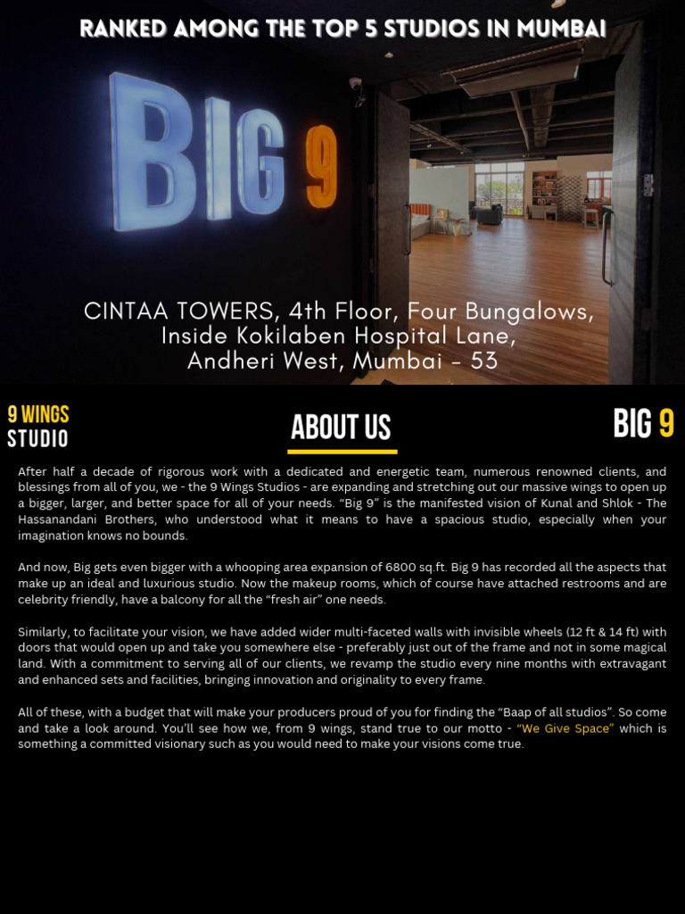 Big 9 Wings Studio Overview | PDF | Room