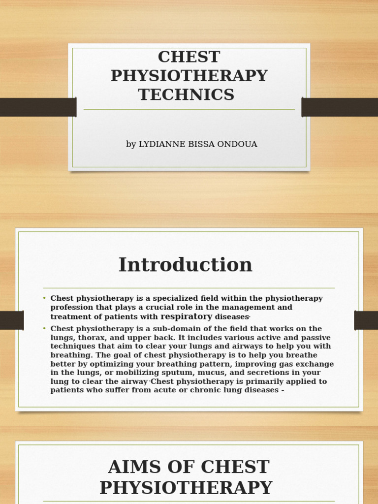 Chest Physiotherapy Techniques Overview | PDF | Breathing | Respiratory ...