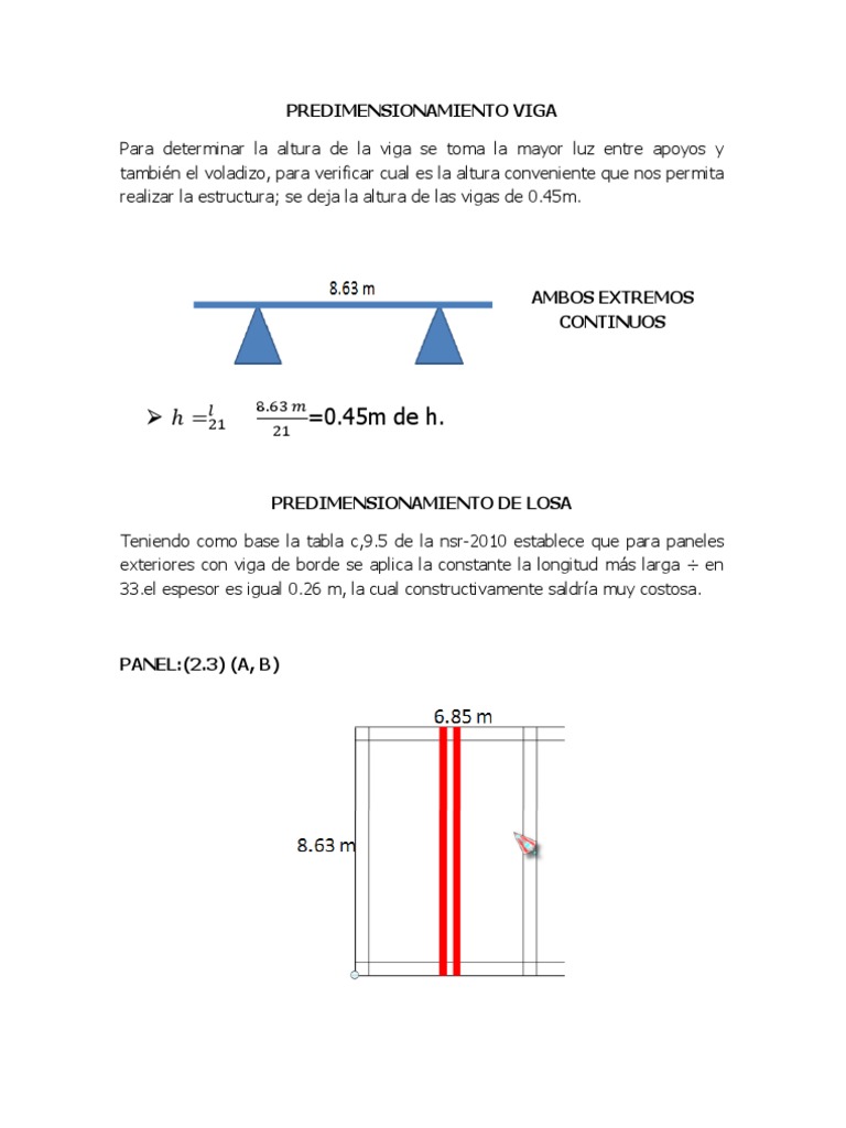 Predimensionamiento de Vigas y Losas | PDF