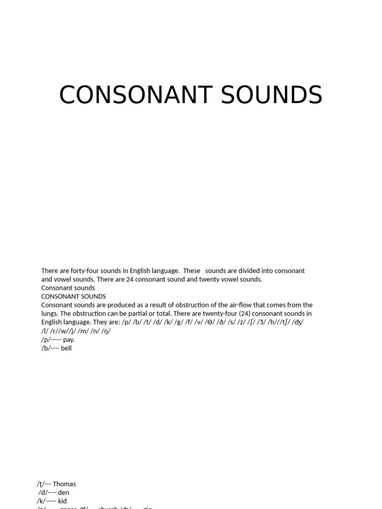 Consonant Sounds JWSZ - 111135 | PDF | Phonetics | Human Voice