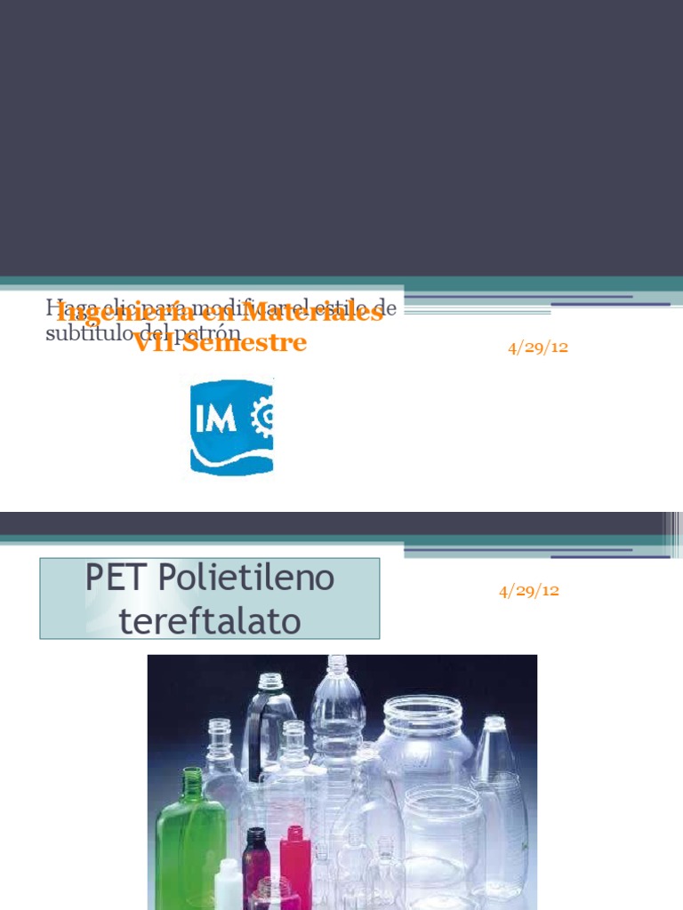 Síntesis y Aplicaciones del PET | PDF | Industrias | Materiales