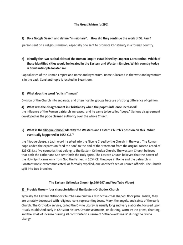 The Great Schism and Its Impact | PDF | Eastern Orthodox Church ...