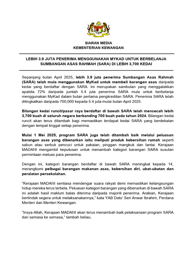 Siaran Media - Lebih 39 Juta Menggunakan MyKad | PDF