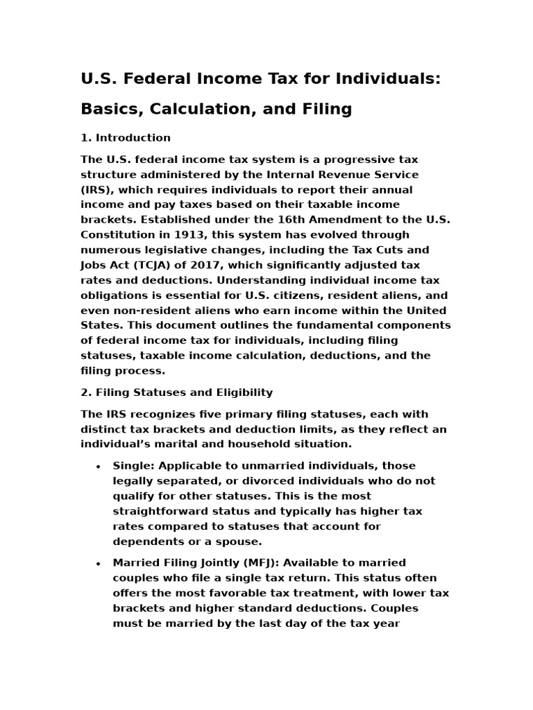 U.S. Federal Income Tax Guide 2024 | PDF | Tax Deduction | Income Tax ...