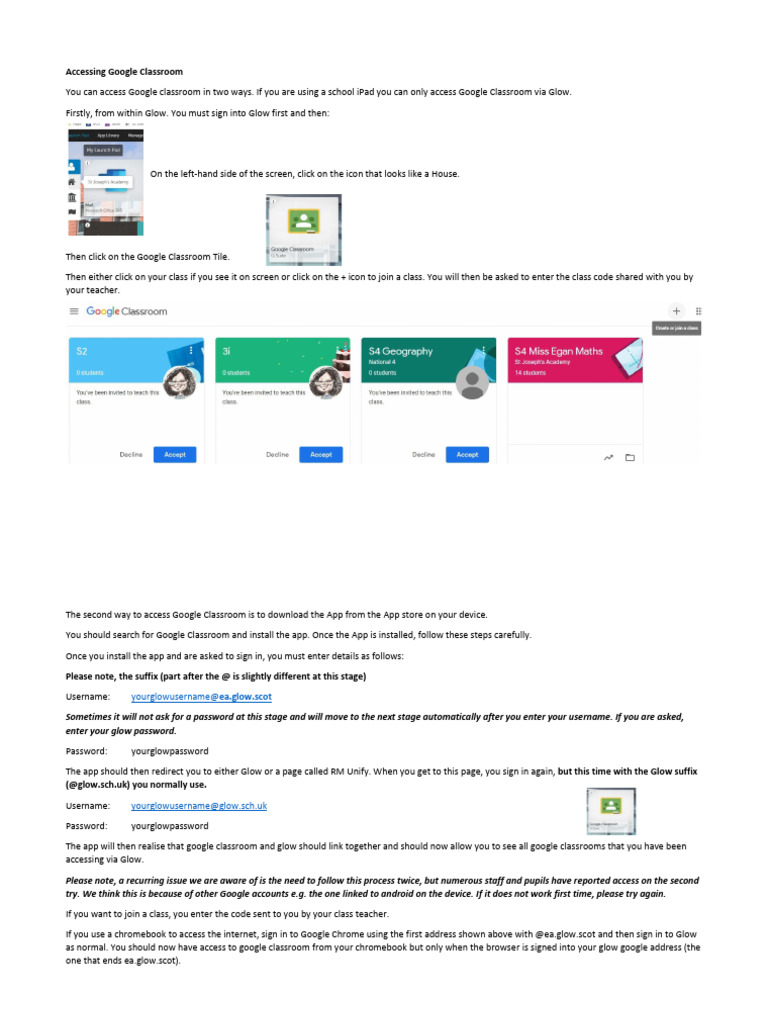 Accessing Google Classroom Guide | PDF