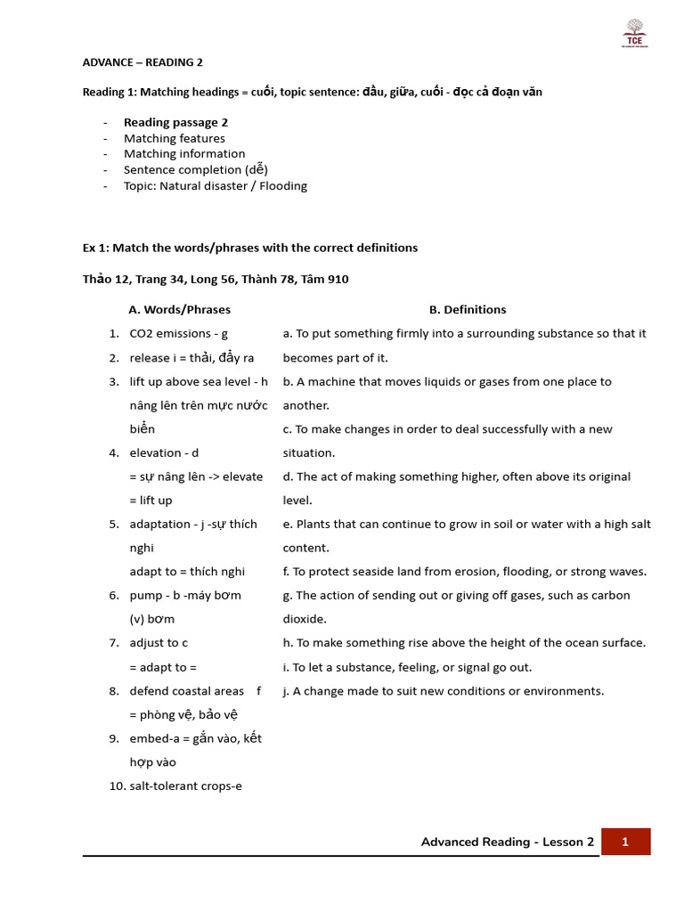 Bản Sao Của Reading 2 - Advanced - 2 | PDF | Climate Change | Mangrove