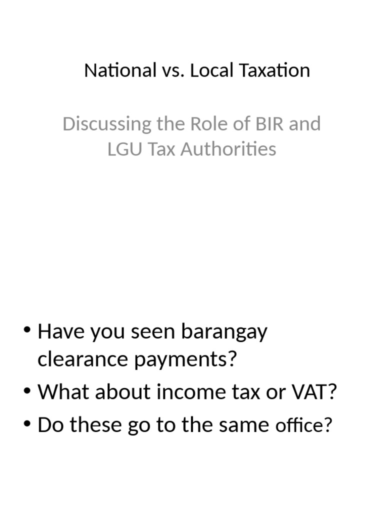 National vs. Local Taxation Explained | PDF