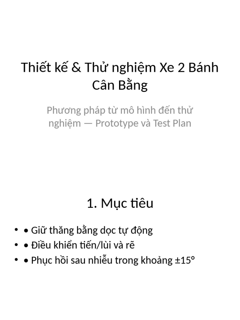 Self Balancing Two Wheeler Design TestPlan | PDF