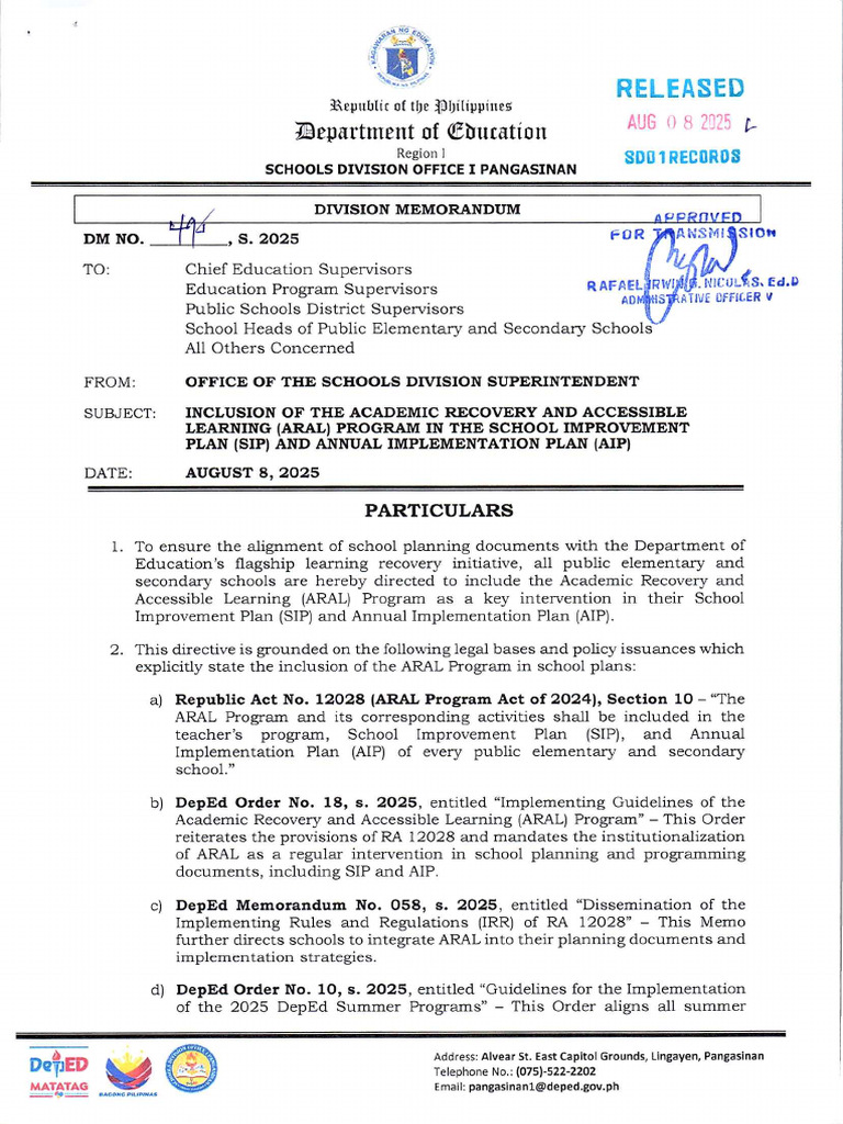 Dm495s2025-Inclusion of The Academic Recovery and Accessible Learning ...