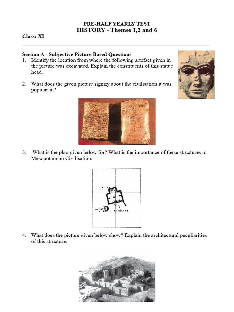 Class XI History Pre-Half Yearly Test | PDF | Middle Ages