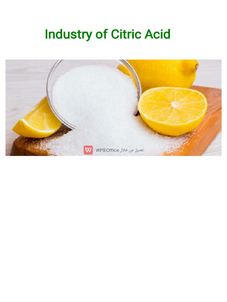 Industry of Citric Acid 2 | PDF | Magnesium | Acid