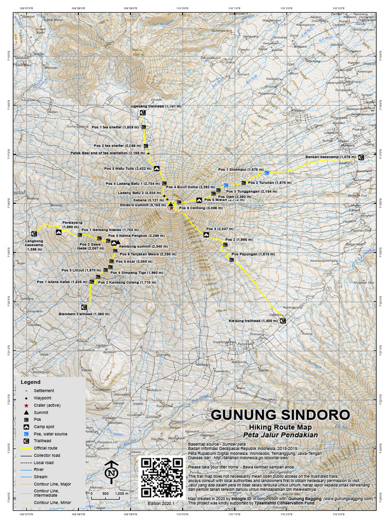 Peta Jalur Pendakian Gunung Sindoro | PDF