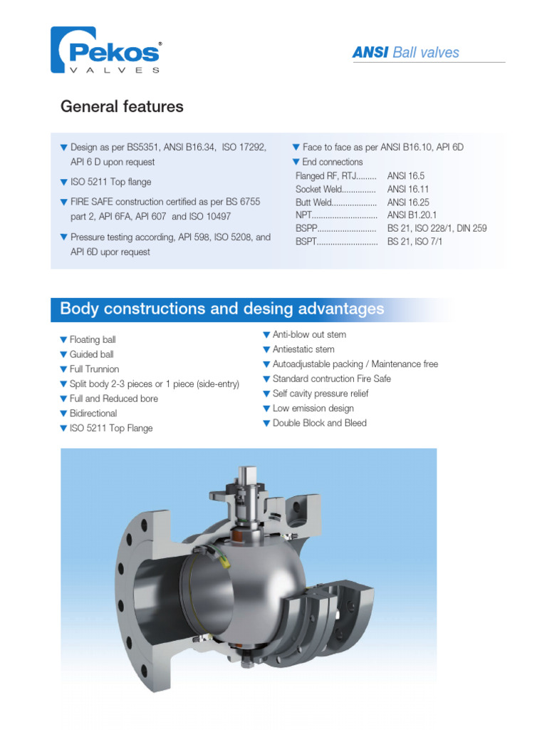 ANSI Ball Valves Specifications Guide | PDF | Hydraulics | Plumbing