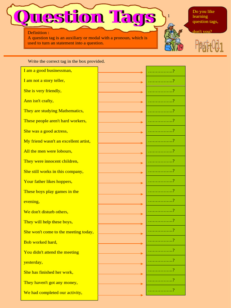 Questions Tags Activities | PDF