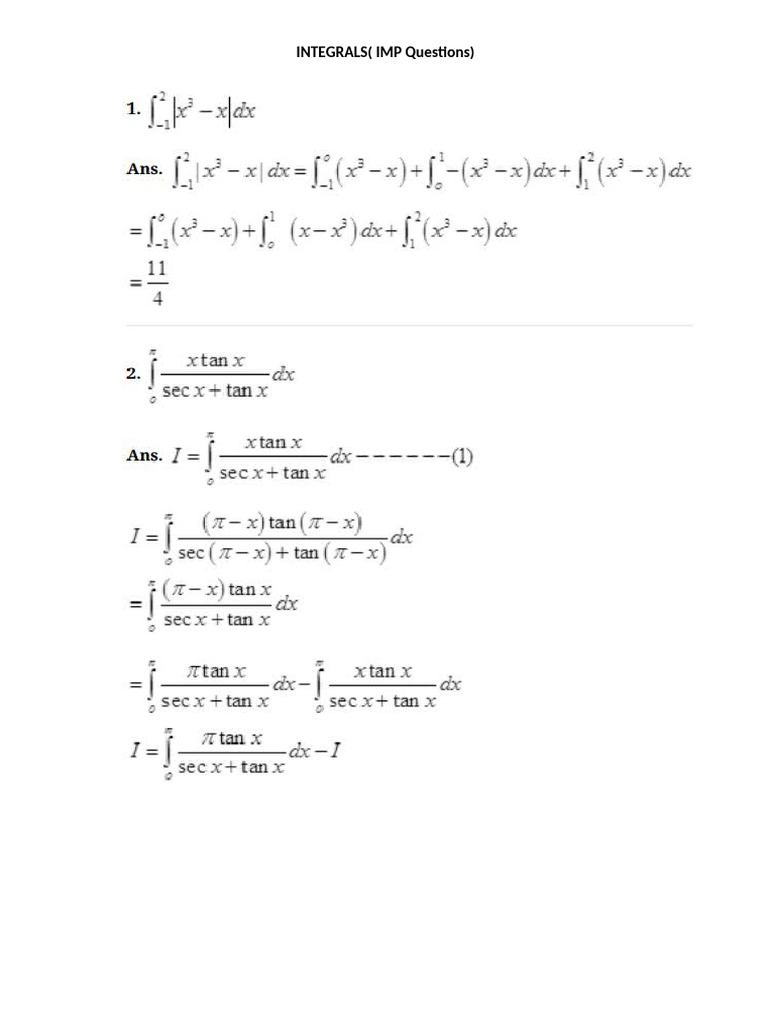 Integral 4 Marks | PDF