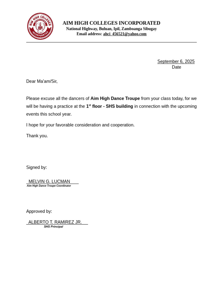 Letter of Ahci Per. Arts | PDF
