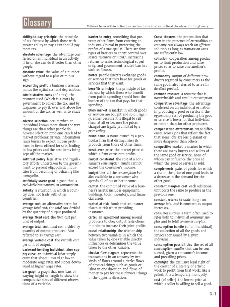 Microeconomics Glossary | PDF | Demand | Elasticity (Economics)