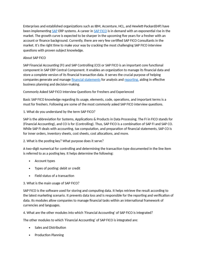 SAP FICO Interview Questions Guide | PDF | Accounts Payable | Business