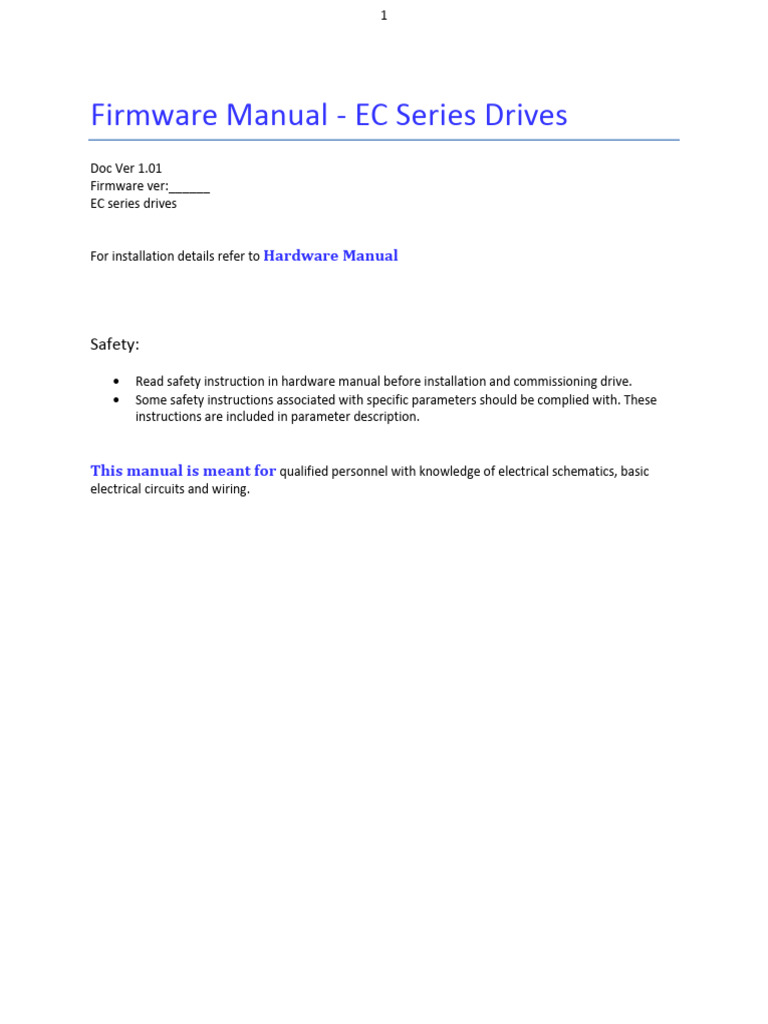 EC Series Drives Firmware Manual | PDF | Parameter (Computer ...