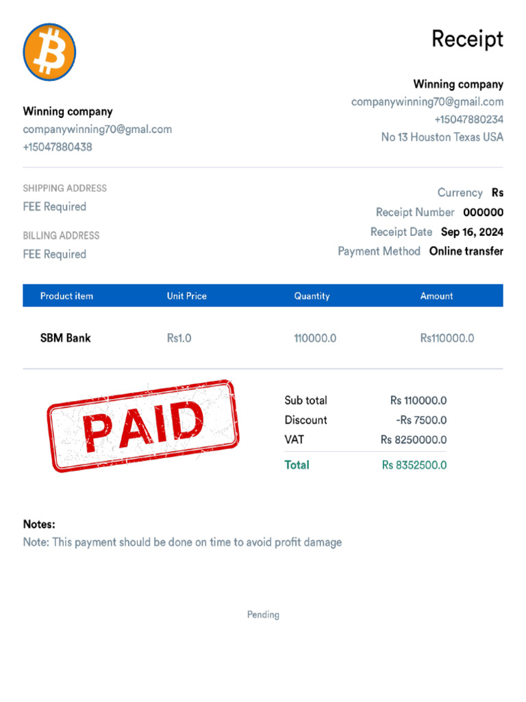 Pastel Swift Receipt - Winning Company - Sep 16, 2024 | PDF