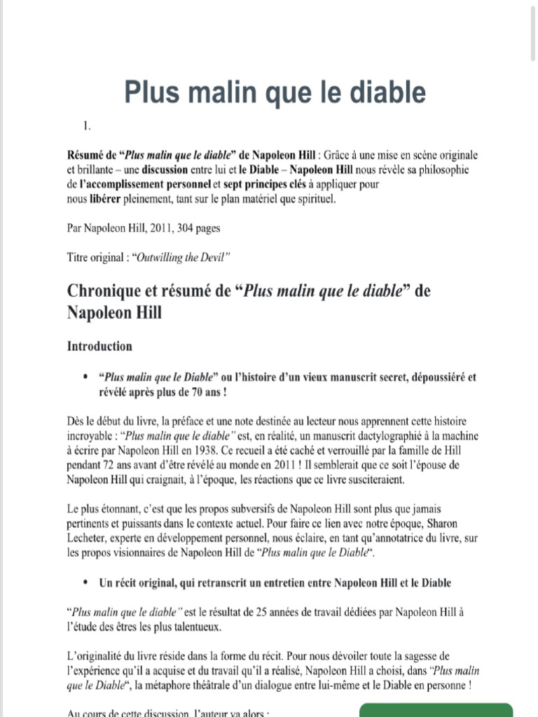 Plus Malin Que Le Diable | PDF