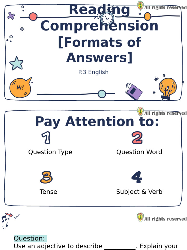 Reading Comprehension - Formats of Answers | PDF